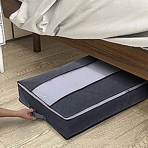 Syhmjxlmy Underbed Storage Bags Under Bed Containers Clothes Organizers with Reinforced Handles Blankets Comforters Foldable 1 Pack Gray, Large