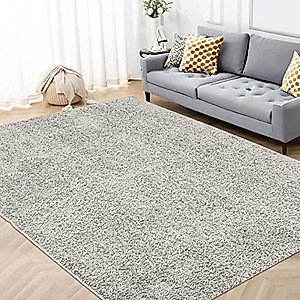 JOLENE.K Large Shag Rug 8x10 Feet for Bedroom, Indoor Modern Plush Soft Rug for Nursery Living Room, Super Thick Non-Shedding Floor Carpet Non Skid Accent Rug for Office Dining Room Office, Grey/Mist