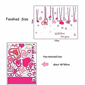 Red Love Hollow Heart Skirting Lines Wall Sticker Living Room Bedroom Nursery Flooring Line Decal Valentines Day Decor