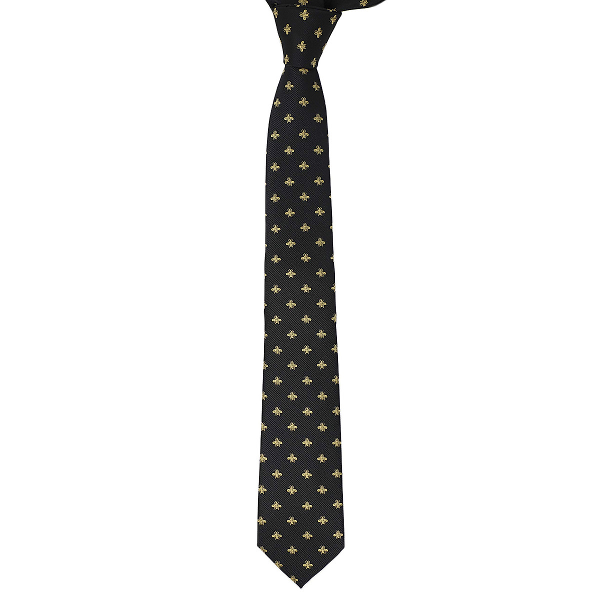 MENDEPOT Bee Necktie With Box Microfiber Jacquard Gold Bee Pattern tie