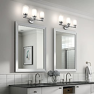 CT CAPETRONIX 3-Light Bathroom Light Fixture, 19 Inches Chrome Vanity Lights, with Double Layer Anti-Glare Lamp Shade, Modern Wall Sconce Lighting for Bathroom, Mirror, Bedroom, Living Room, Hallway