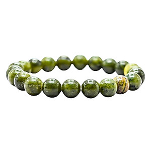 Jade Bracelet for Women Men's Gifts - Authentic Green Jade Protection Healing Crystal Bracelet - 8mm Gemstone Beaded Stretchable Bracelet Pulseras Para Hombres Mujer Stocking Stuffers