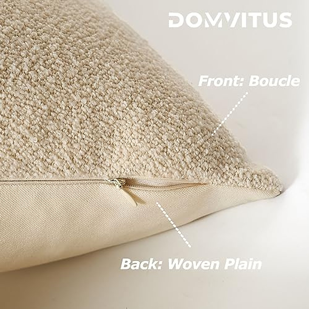 DOMVITUS Cream Throw Pillows Boucle Pillow Covers 18x18 Luxury Neutral Pillow Covers Couch Pillows for Living Room Sofa Accent Pillows Textured, 1PC, Cream Yellow