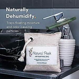 Natural Peek Bamboo Charcoal Air Purifying Bag – Natural Odor Eliminator and Moisture Absorber for Home and Car - Breathe Fresh air, Chemical Free and Fragrance Free Purifier (4x200g)