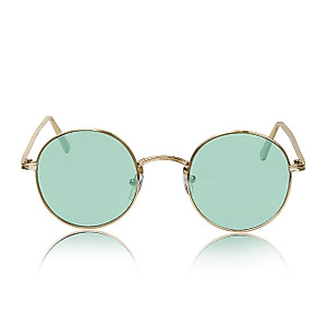 Green Sunglasses St Patrick's Day Glasses Women Hippie Lennon 70s Circle Round