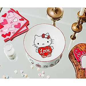 Toynk Sanrio Hello Kitty Love 9-Inch Ceramic Coupe Large Dinner Bowl For Serving Pasta, Salad, Cereal