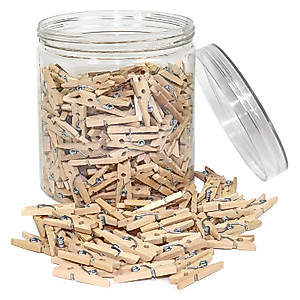 Mini Natural Wooden Clothespins, 320pcs, 1 Inch Photo Paper Peg Pin Craft Clips for Scrapbooking, Arts & Crafts, Hanging Photos (Natural)
