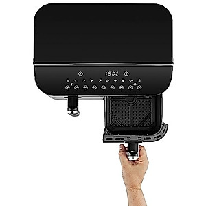 Multi GO219 5-in-1 Dual Zone Air Fryer: 8 Quartz Capacity with 2 Independent Frying Baskets and Independent Temperature Control, Smart Finish to Roast, Broil, Dehydrate Function, 1700W, Black.