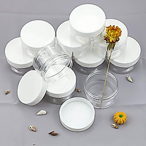 WYKOO 12 Pack 4 OZ Plastic Jars Round Clear Cosmetic Container Jars with Lids, Wide Mouth Empty Slime Jars, Refillable Clear Travel Storage Jars for Kitchen Use Beauty Products Sample