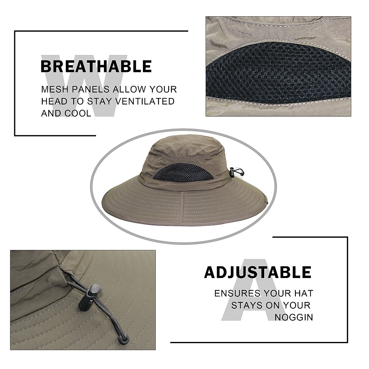 YR.Lover.Outdoor Boonie Men and Women's Hat - Sun Protection Wide Brim Waterproof Cap for Safari Fishing Hunting Summer Bucket Hat Army Green