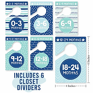 6 Baby Closet Size Dividers Boy - Blue Baby Closet Dividers by Month, Baby Closet Organizer for Nursery Organization, Baby Essentials for Newborn Essentials Baby Boy, Nursery Closet Dividers Boy