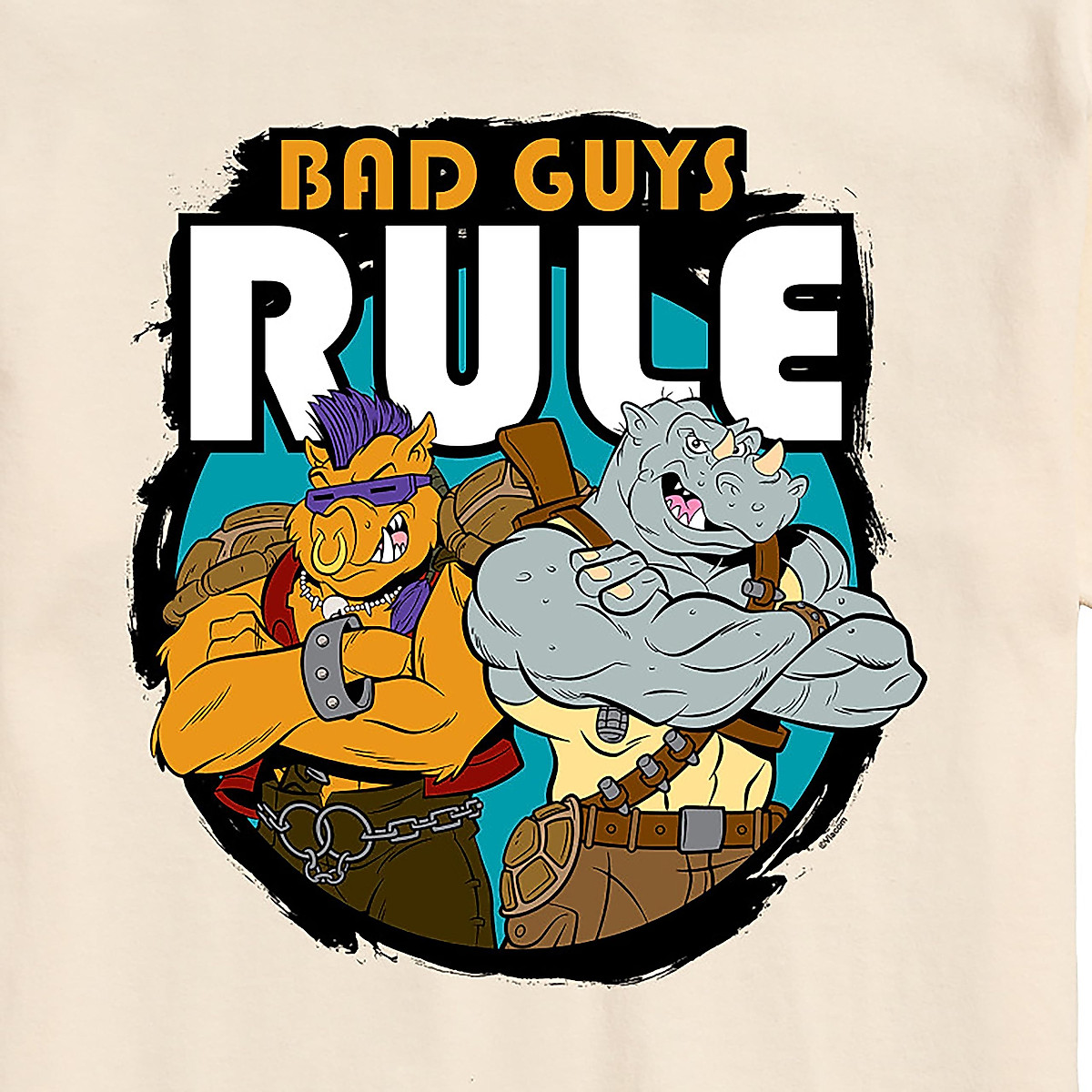 HYBRID APPAREL - Teenage Mutant Ninja Turtles - Bad Guys Rule - Men's Short Sleeve Graphic T-Shirt - Size Small Cream