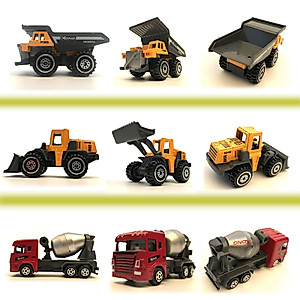 Mini Engineering Cars Diecast Construction Vehicles Metal Engineering Cars Set Toys Mini Assorted Construction Vehicles Stacker Big Forklift Heavy Duty Roller Excavator for Children Boys Party Favors