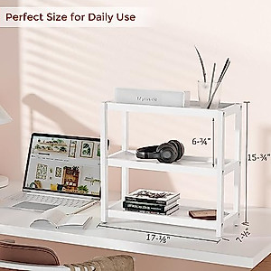 Bathroom Countertop Organizer - 3 Tier Bamboo Storage Shelf for Makeup, Skincare, Spices, Seasonings - Bathroom Vanity Accessories - Wall Mounted Floating Shelves - Over Toilet Shelving, Simply White