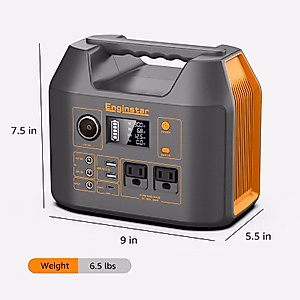 Portable Power Station EnginStar 300W Solar Generator 110V 296Wh Power Bank Two Pure Sine Wave AC Outlet 80000mAh Lithium Battery Pack for Camping Outdoors Trip RV Hunting Vans Emergency Backup