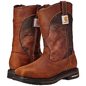 Carhartt mens 11" Wellington Square Safety Toe Leather Work Cmp1218 industrial and construction boots, Brown/Dark Brown Leather, 13 Wide US