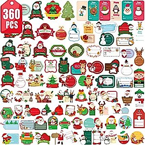 360pcs Christmas Gift Tags Xmas Labels Self Adhesive Christmas Labels Christmas Name Tags Stickers Decoration Christmas Gifts Envelopes Presents