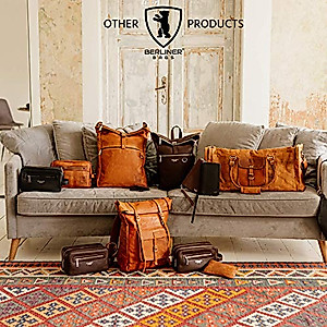 BERLINER BAGS Vintage Leather Backpack Leeds, Large Waterproof Bookbag for Men and Women - Brown (Brown XL)