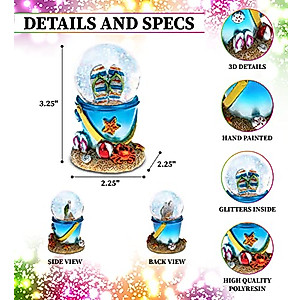 CoTa Global Cool Summer Sandals Beach Bucket Snow Globe - Water Globe Figurine with Sparkling Glitter, Collectible Novelty Ornament for Home Decor, for Birthdays and Valentine's - 45mm