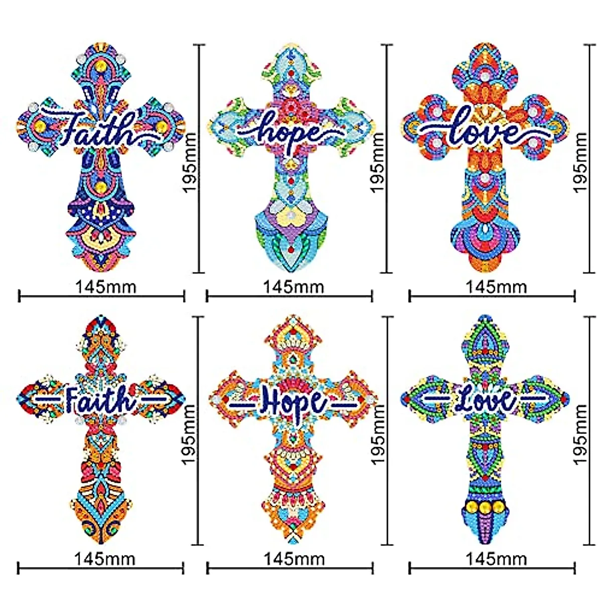 6pcs Cross Diamond Painting Bookmarks with Tassel Crystal Acrylic Diamond Art Bookmarks Rhinestone Diamond Drawing Bookmarks for Adults Kids Home Office School Gift Graduation Birthday Reading Faith