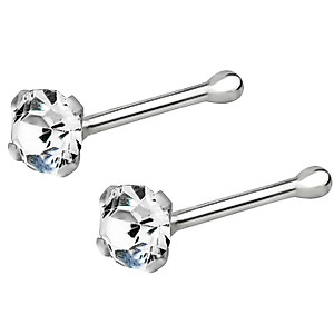 Forbidden Body Jewelry Nose Rings Sterling Silver CZ Simulated Diamond Nose Stud Set 22G