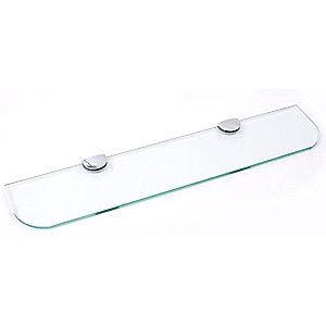 BSM Marketing Glass Shelf with Curved Corners 3 Sizes 300mm 400mm 500mm and 3 Colours Clear White Black Bathroom Kitchen Bedroom (500mm x 100mm, Clear)