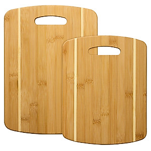 Totally Bamboo Two-Piece Striped Bamboo Cutting Board Set, 13" x 9-1/2" and 11" x 8-1/2"