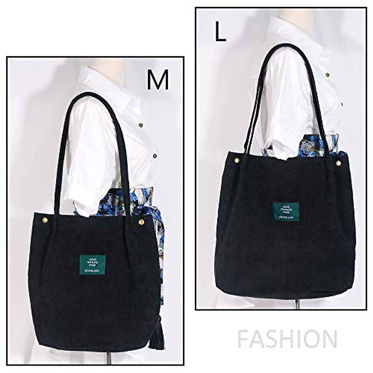 Eflying Lion Corduroy Tote Bag Aesthetic Large Tote Bag with Interior Pockets for School Work