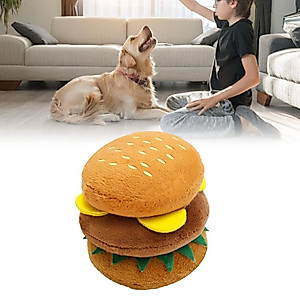 TITA-DONG Pet Chew Toy - Dog Plush Squeaky Toy Cute Hamburger Shape Stuffed Pet Plush Toy, Teeth Chewing Squeaky Sound Toy for Small and Medium Dog Hamburger Dog Supplies