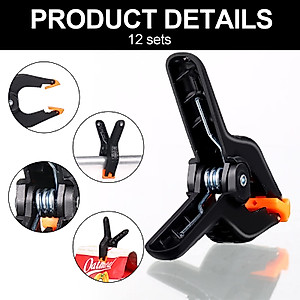 Hoteam 12 Sets Sandbag Outdoor Curtain Weighted Bags Sets with Spring Clamps, Hooks for Light Brackets, Heavy Photography Light Stand Tripod for Fixed Brackets Sports Outdoor Photo Video