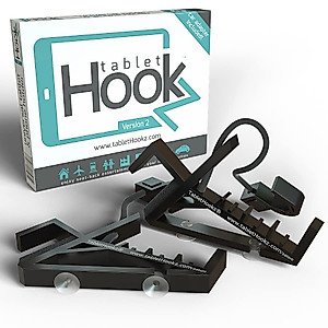 TabletHookz Plane, Train, car Phone and Tablet seat Back Holder, Table Clip and Phone Stand v2 Include securing Feature to Keep Your Device Secure, Compatible with iPhone, iPad, Tablets, Readers