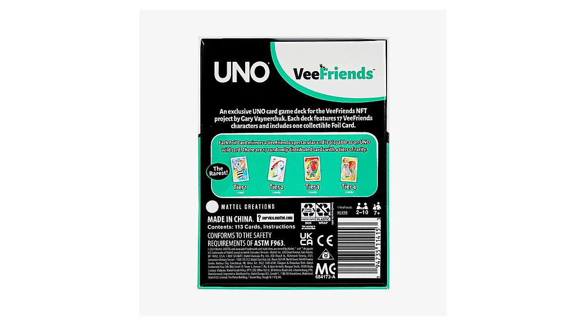 VeeFriends UNO Card Game by Mattel - Reimagined Uno Deck