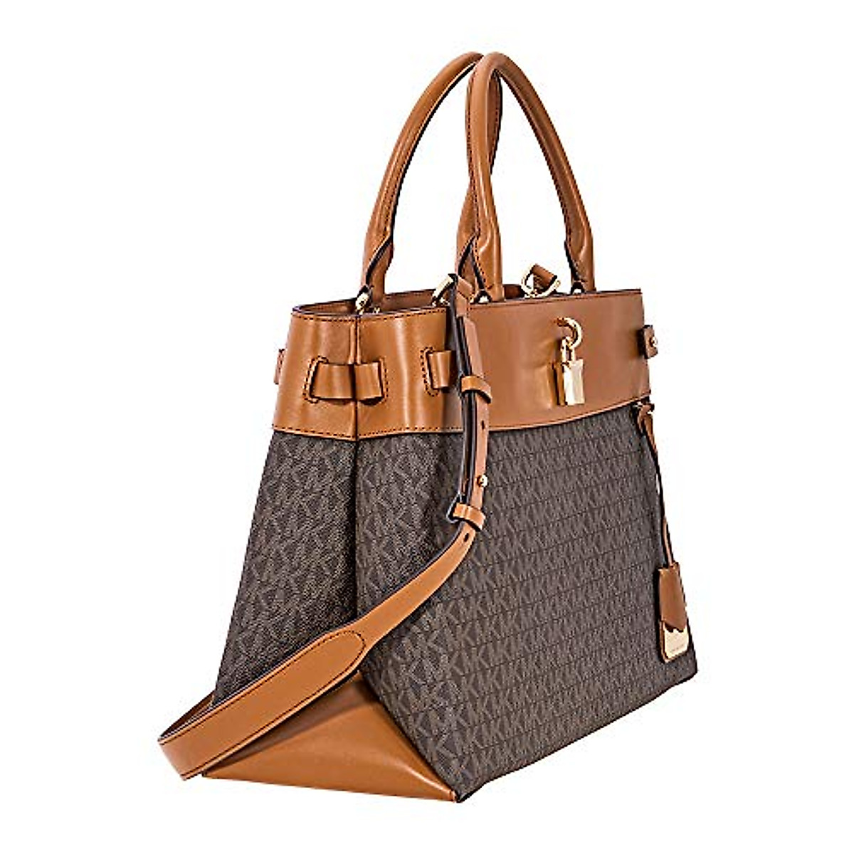 Michael Kors Gramercy Large Signature Logo Print Satchel- Brown