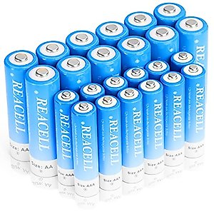 REACELL Rechargeable AA AAA Battery Combo 24 Pack, High Capacity 1.2V NiMH AA and AAA Rechargeable Batteries (12 Pack 2800mAh Double A Batteries & 12 Pack 1100mAh Triple A Batteries)