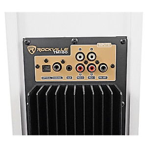 Rockville TM150W Powered Home Theater Tower Speaker System, White, 1000W, 10" Subwoofers, Bluetooth, USB/SD Playback, FM Radio, Remote Control, Karaoke Ready, Perfect for Home Entertainment