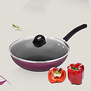YTYZC Deep Purple Frying Pan-Wok, Non-Stick Pan, Household Multi-Function Cooking Pot, Induction Cooker Gas Stove, Light Range Cooker 30CM