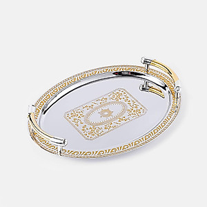 Generic Modern Elegant Decorative Tray with Handles Vanity Platter Breakfast Tray Fruit Dessert Tray for Living Room Table Countertop Party Bedroom, S