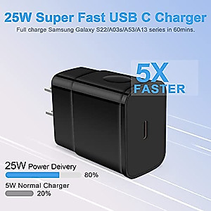 Super Fast Charger Type C,25W USB C Wall Charger Block Box Power Brick Fast Charging for iPhone 14,Samsung Galaxy A13 5G,S23 Ultra,S22 FE,A14,S21,A03s,A54,A23,A04s,A34,iPad Pro/Air 4,Google Pixel 7pro