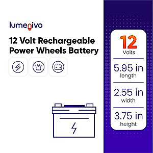 lumenivo Replacement for Power Wheels Rechargeable 12 Volt Battery Compatible with All Gray Fisher Price Power Wheels 12 Volt Battery - Ideal Replacement for Your Power Wheels Battery 12V