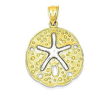 IceCarats 14K Two Tone Gold Sand Dollar Sea Star Starfish Necklace Charm Pendant 28mm x 20mm Only