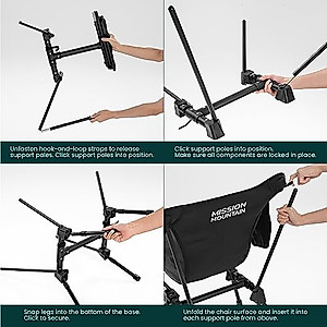 Mission Mountain S4 Camping Chair, Adjustable Folding Chair with 3 Height Settings, Lightweight, Durable Outdoor Camp Chair with Side Pockets