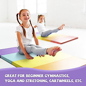 Kangaroo Hoppers Tumbling Mats for Kids, Foldable Gym Mat, Kids Gymnastics Mat with Carrying Handles for Home Activity Play, 3 FT x 6 FT, 5-Panel, 1.5'' Thickness