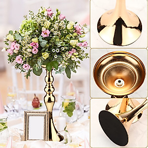 Sadnyy 16 Pcs Gold Metal Flower Arrangements Stand Metal Wedding Flower Centerpiece Stand 15 Inch Tall Table Decor Flower Vase for Wedding Reception Centerpieces Event Party Hotel Home Decor