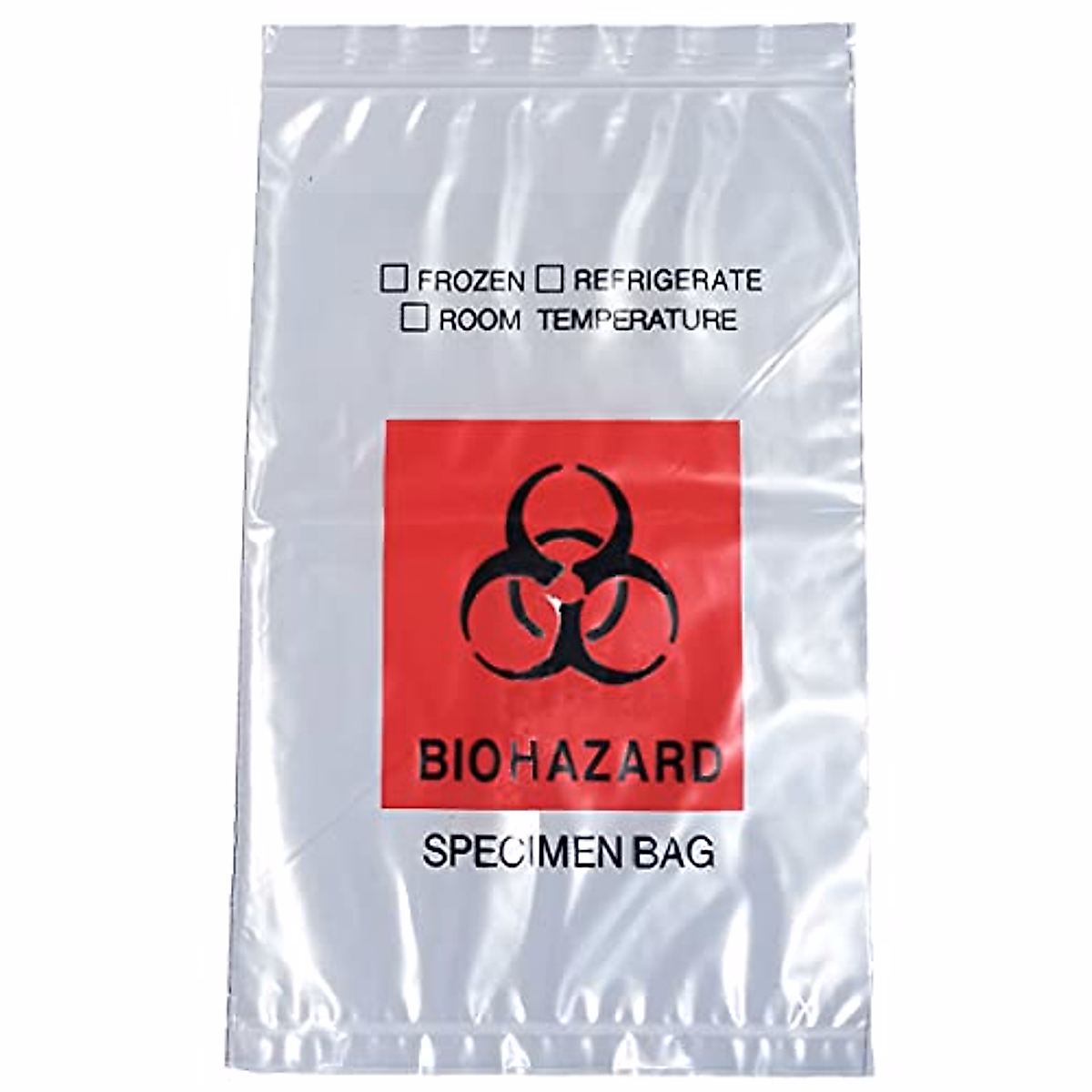 Daarcin Biohazard Specimen Bags,100pcs 6x9in/15x25cm with Biohazard Red Logo Printing, Ziplock Top Sample Bags with Outside Pocket Paperwork Pouch
