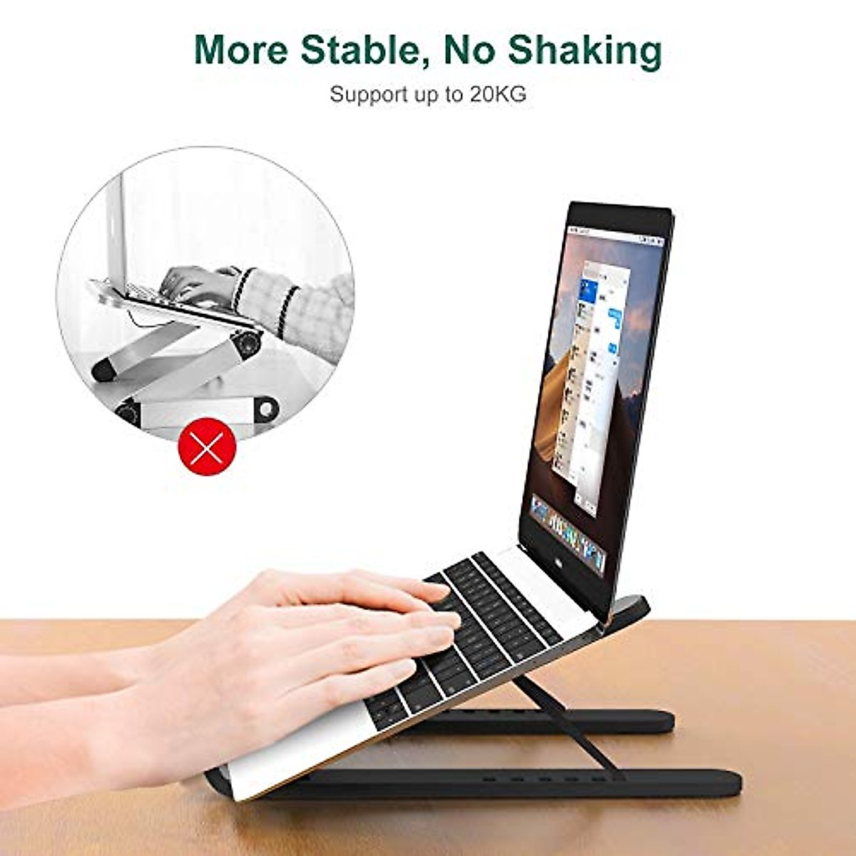 Harita Foldable Laptop Stand, Laptop Holder Riser Computer Stand, Adjustable Height Portable Notebook Stand, Compatible with 10-15.6” Laptops and Tablets (Black)