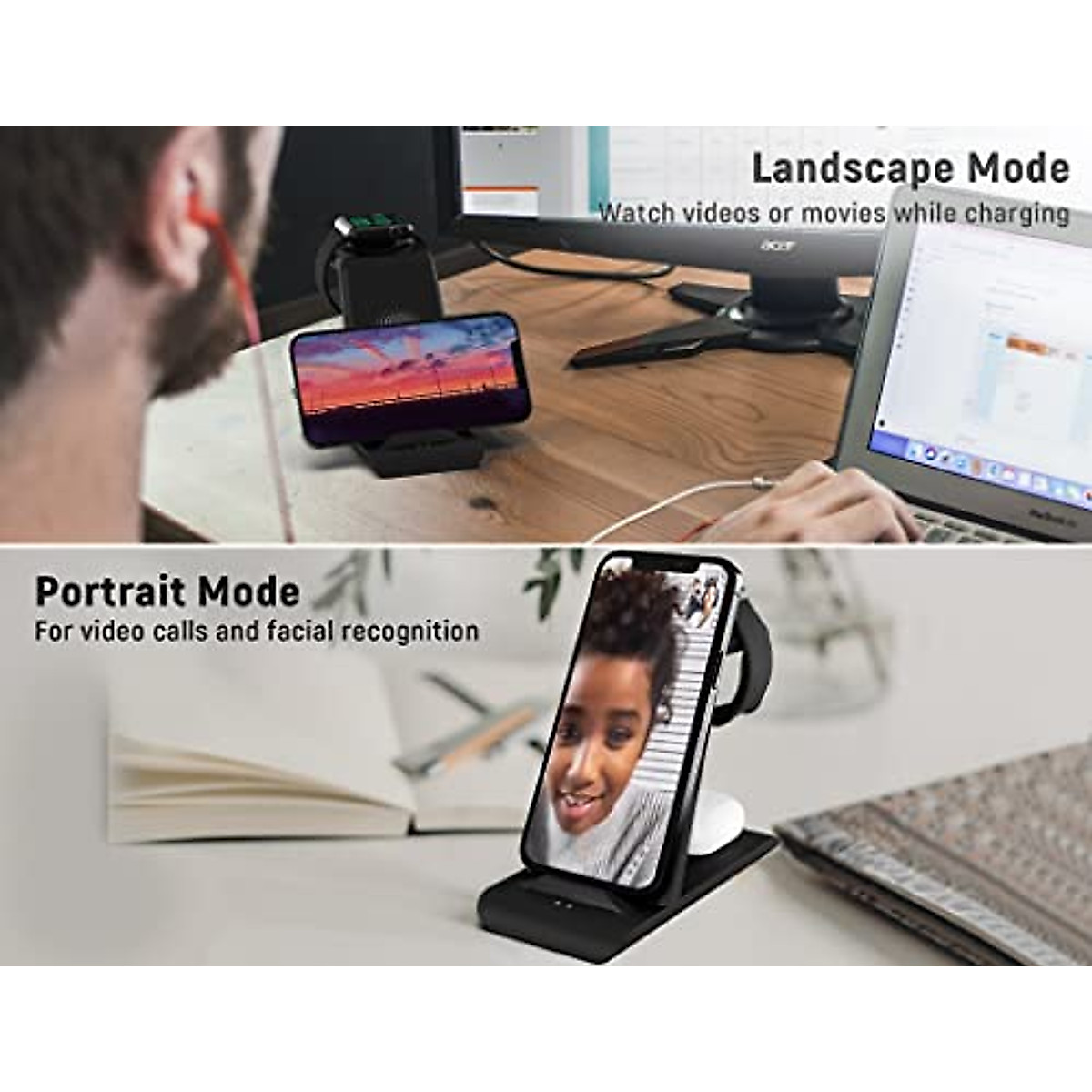 HATALKIN 3 in 1 Wireless Charging Station Compatible for Apple Products Multiple Devices Apple Watch ultra 8 7 SE 6 5 4 3 AirPods Pro 2 iPhone 14 13 12 11 Pro Max/X/XS/XR 8 Fast Wireless Charger Stand