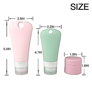 Libra 12 pcs TSA Certified portable soft silicone travel bottles kit Leak Proof Squeezable Travel Size Toiletries Containers Refillable Travel container with Carabiner colors Round hole