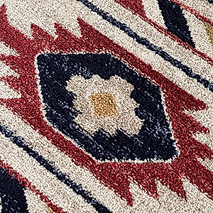 Abani Rugs Tribal Design Red & Beige Living Room Rug - Premium Southwestern Style Non-Shedding 5'3" x 7'6" (5x8) Area Rug