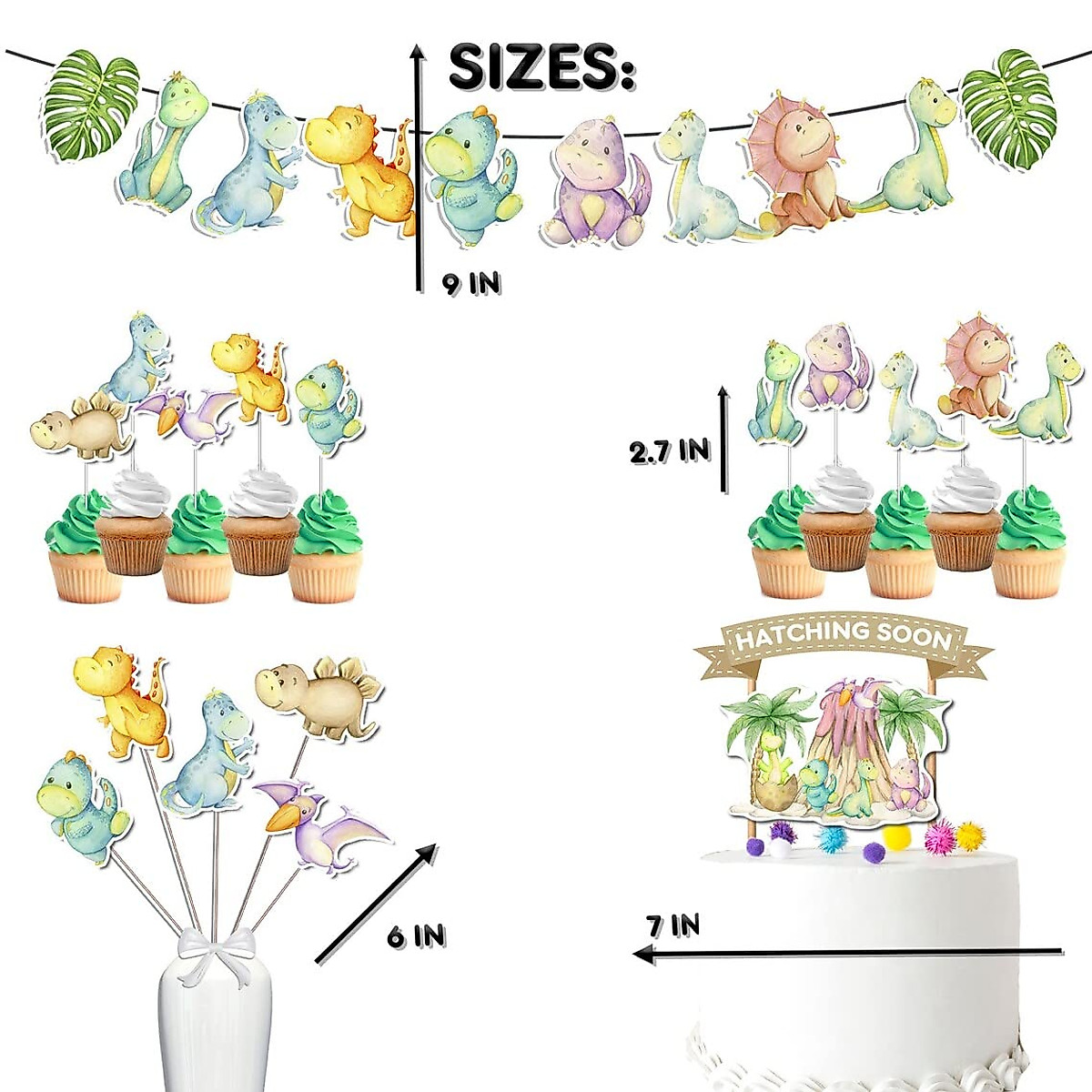 Dino Baby Shower Party Decorations Set! Great Bundle for Dinosaur Theme Shower.