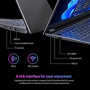 Windows 11 Laptop, 15.6 Inch Intel N5095 2.9 GHz Quad Core 16GB RAM 256G SSD, FHD 1920*1080 IPS Display, Thin & Light Notebook, Backlit keyboard, Finger print, USB3.0, mHDMI, All-Metal Body, Office